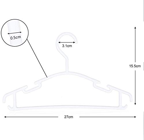 KEPLIN White Baby Hangers for Closet - 36 Pack, Plastic Nursery Hangers Space Saving Tubular Hangers, More Storage for Kids, Children, Clothes and Dresses