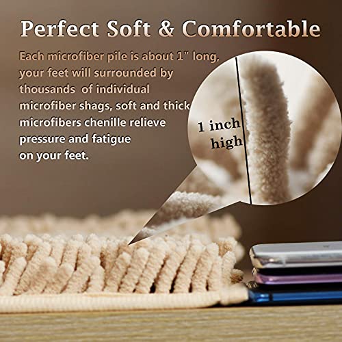 RUN HELIX Bathroom Rugs Sets 3 Piece, Bath Rugs for Bathroom, Bath Mats, Bathroom Sets,Extra Soft and Absorbent Shaggy Rugs, Machine Washable Bath Mat Set for Tub, Shower, and Bathroom, Beige