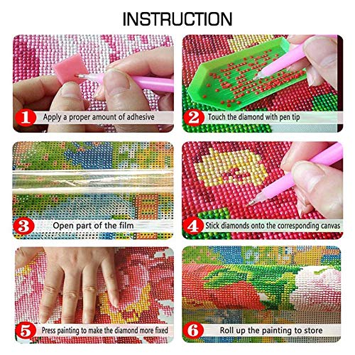 DIY 5D Diamond Art Kits for Adults,Fire Water Angel Magic Wings 5 Piece Multi Full Drill Diamond Embroidery Kit Home Office Wall Art Decor Paint by Numbers 17.7x37.4 inch