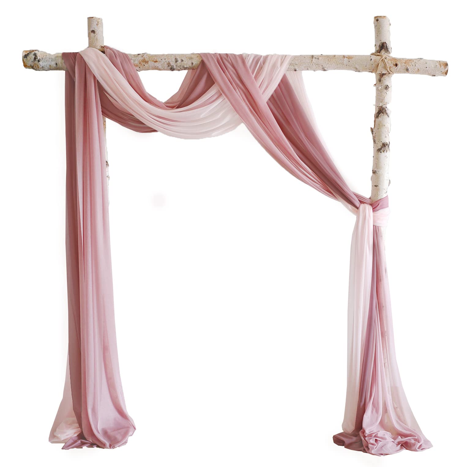 Lookein Arch Drapes for Wedding Party Reception Backdrop Wedding Arbor, 3 Panels 30" Wide 6.5 Yards, Blush& Dusty Rose& Mauve