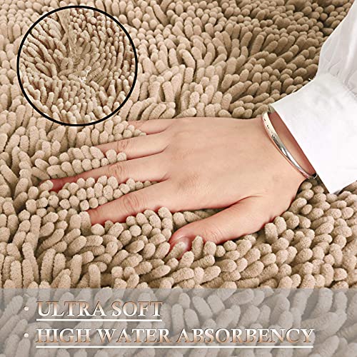 RUN HELIX Bathroom Rugs Sets 3 Piece, Bath Rugs for Bathroom, Bath Mats, Bathroom Sets,Extra Soft and Absorbent Shaggy Rugs, Machine Washable Bath Mat Set for Tub, Shower, and Bathroom, Beige