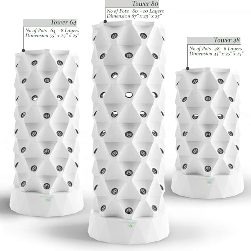 Nutraponics Hydroponics Tower - Hydroponics Growing System for Indoor Herbs, Fruits and Vegetables - Aeroponic Tower with Hydrating Pump, Timer, Adapter, Seeding Bed & Net Pots (Aqua 48)