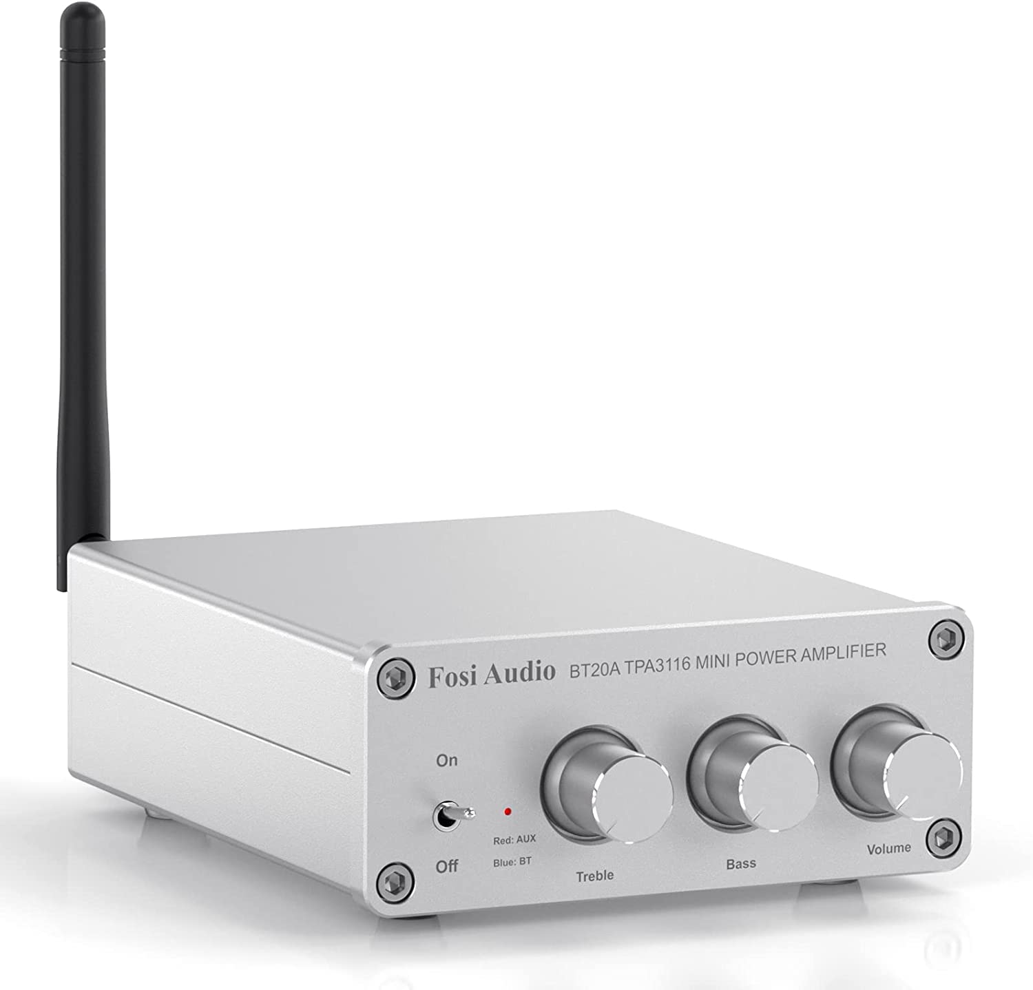 Fosi Audio BT20A-S Bluetooth 5.0 Stereo Audio 2 Channel Amplifier Receiver Mini Hi-Fi Class D Integrated Amp 2.0 CH for Home Speakers 100W x 2 with Bass and Treble Control TPA3116 (with Power Supply)