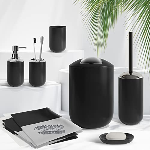 Clara Clark Bathroom Set – Bathroom Shower Curtain Sets with Liner, 20PC Bathroom Accessory Set, Bathroom Sets, Black Bathroom Accessories Set Complete with Shower Curtain Set with Liner and Hooks