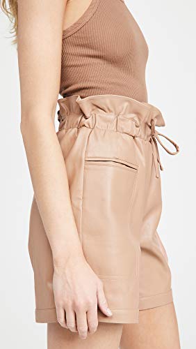KENDALL + KYLIE Women's Vegan Leather Paperbag Shorts, Sand, X-Small