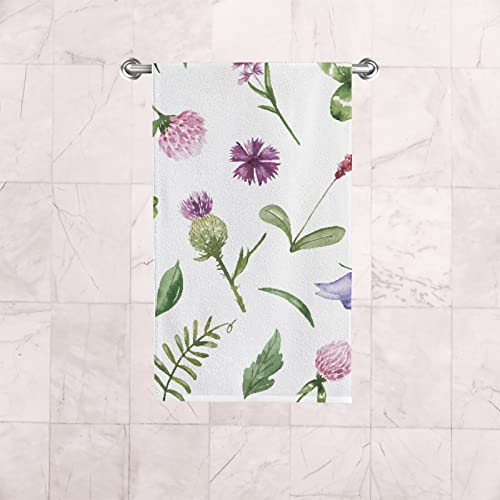Vantaso Bath Hand Towels Set of 2 Purple Wild Flowers Soft and Absorbent Washcloths Kitchen Hand Towel for Bathroom Hotel Gym Spa