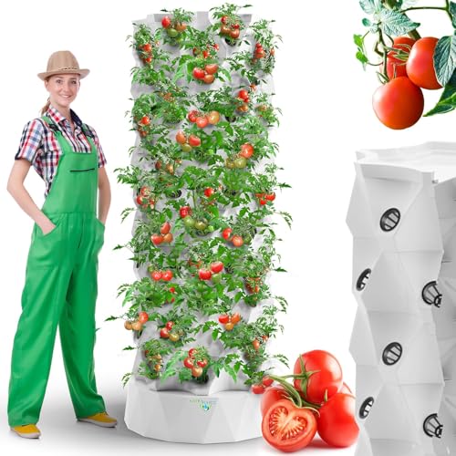 Nutraponics Hydroponics Tower - Hydroponics Growing System for Indoor Herbs, Fruits and Vegetables - Aeroponic Tower with Hydrating Pump, Timer, Adapter, Seeding Bed & Net Pots (Aqua 48)