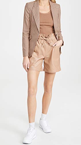 KENDALL + KYLIE Women's Vegan Leather Paperbag Shorts, Sand, X-Small