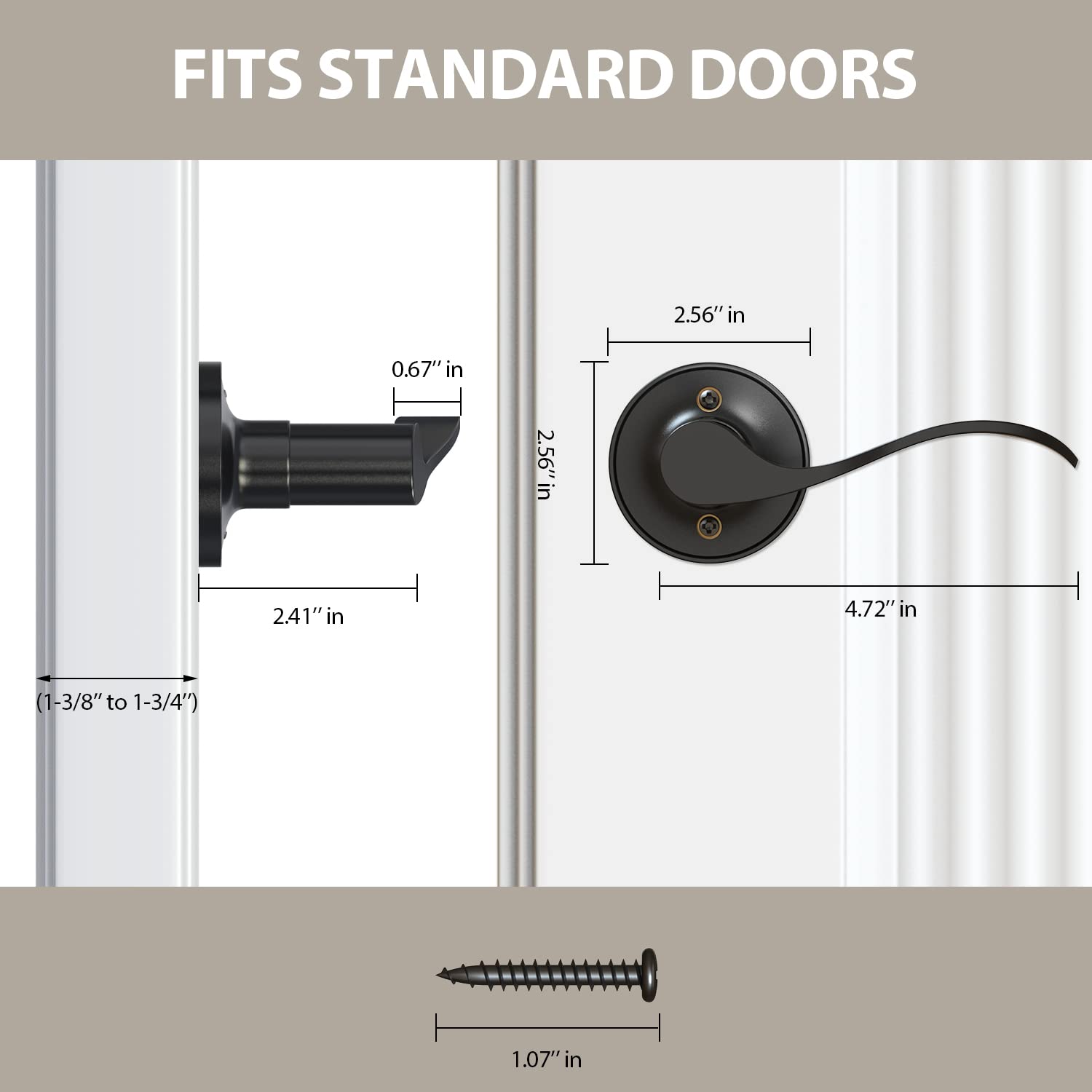 Ohuhu Dummy Door Handles, Black Door Handle Dummy Door Knob French Closet Door Handle Lever Single Side Non-Turning Wave Style Left/Right Hand Satin Zinc Matte Finish Laundry Room Hallway Pantry