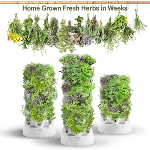 Nutraponics Hydroponics Tower - Hydroponics Growing System for Indoor Herbs, Fruits and Vegetables - Aeroponic Tower with Hydrating Pump, Timer, Adapter, Seeding Bed & Net Pots (Aqua 48)
