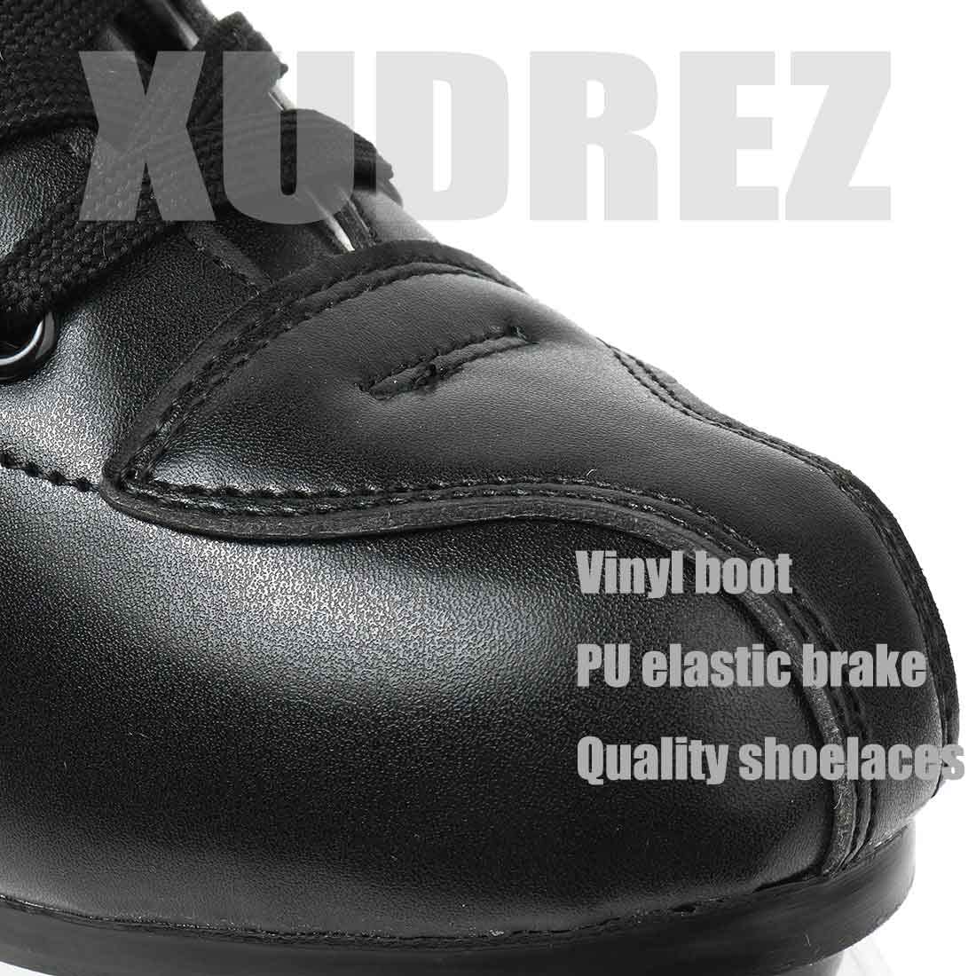 XUDREZ Classic Roller Skates High-Top Double-Row Leather Roller Skates for Women and Men (Black Black Wheel,7.5)
