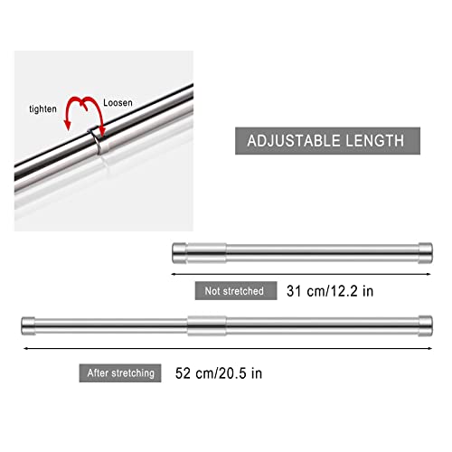Closet Pole, Closet Rod with Telescopic Adjustment, with Wardrobe Rail Rod Pole Socket and Screws, Clothes Rod for Closet, Suitable for Wardrobes, Cabinets, Bathrooms, Balconies (12.2ββ-20.5ββ)