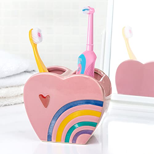 Allure Home Creation Rainbow Hearts 4-Piece Ceramic Bathoom Accessory Set