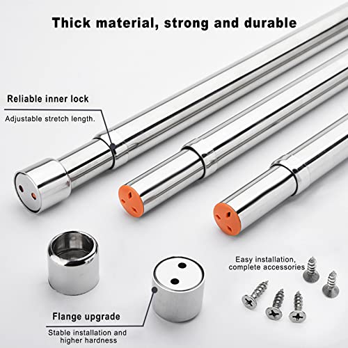 Closet Pole, Closet Rod with Telescopic Adjustment, with Wardrobe Rail Rod Pole Socket and Screws, Clothes Rod for Closet, Suitable for Wardrobes, Cabinets, Bathrooms, Balconies (12.2ββ-20.5ββ)