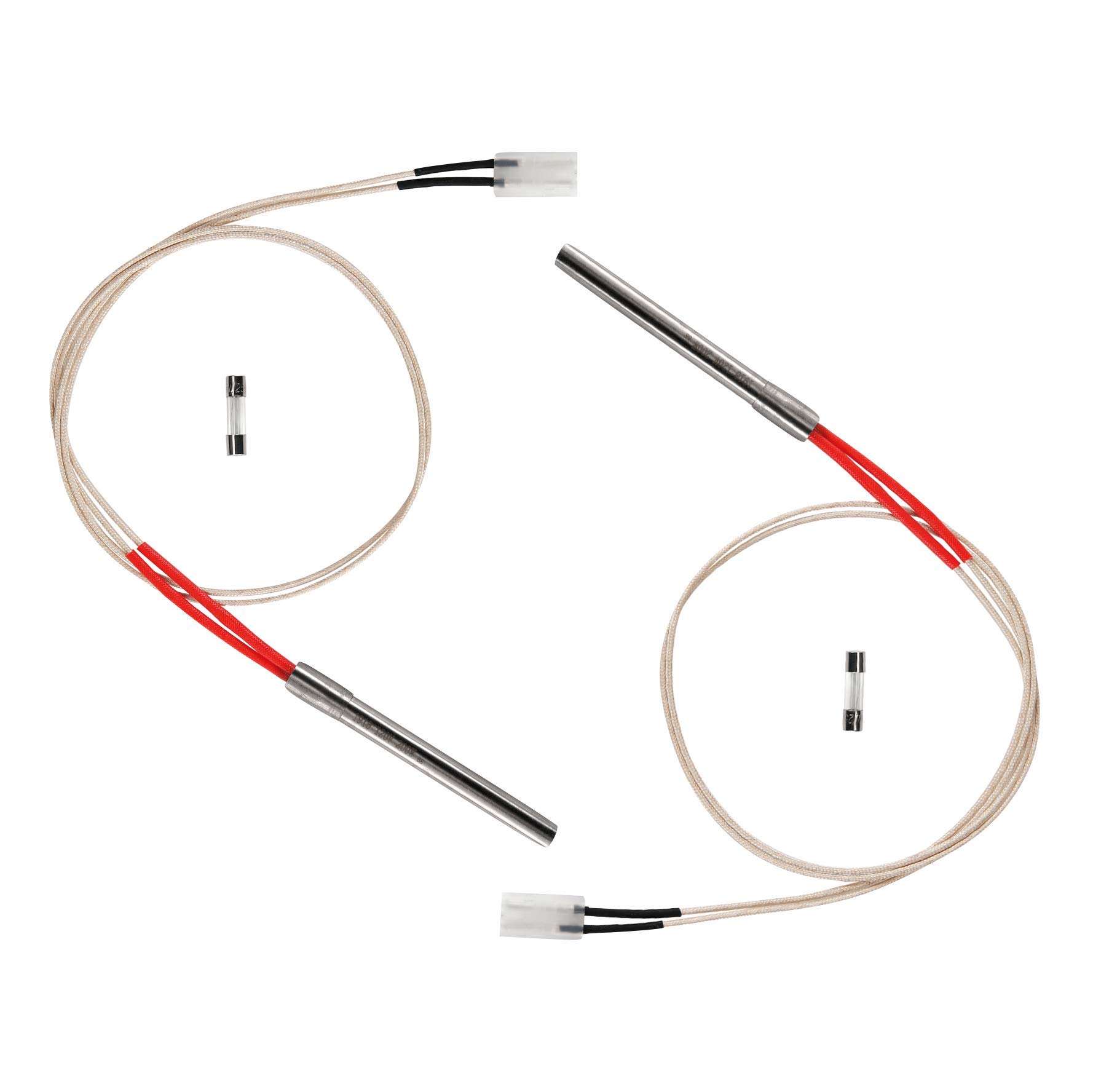 GRILLME 2 Sets Grill Hot Rod Ignitor Kit with 2 Pieces Fuses Replacement Parts for Traeger Wood Pellet Grills