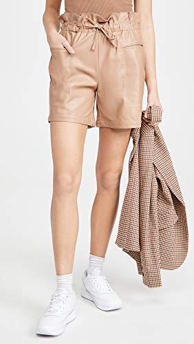 KENDALL + KYLIE Women's Vegan Leather Paperbag Shorts, Sand, Medium