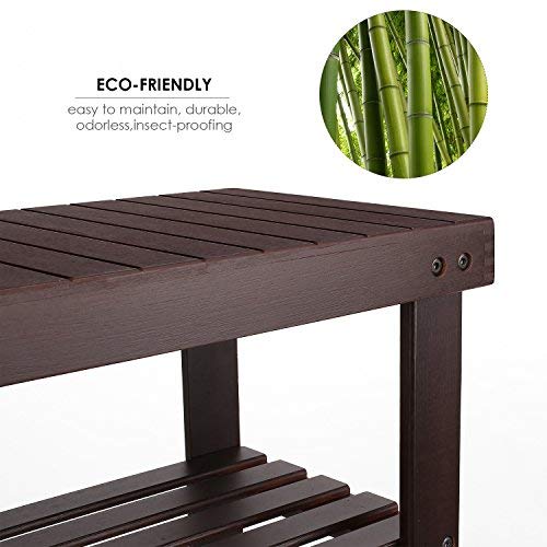Wonder Comfort Bamboo Rack 3 Tier Shelf Organizer Stand Shoe Shelving Cabinet Bench Holder, Storage Units for Hallway Living Room Bedroom Corridor Sturdy, Brown