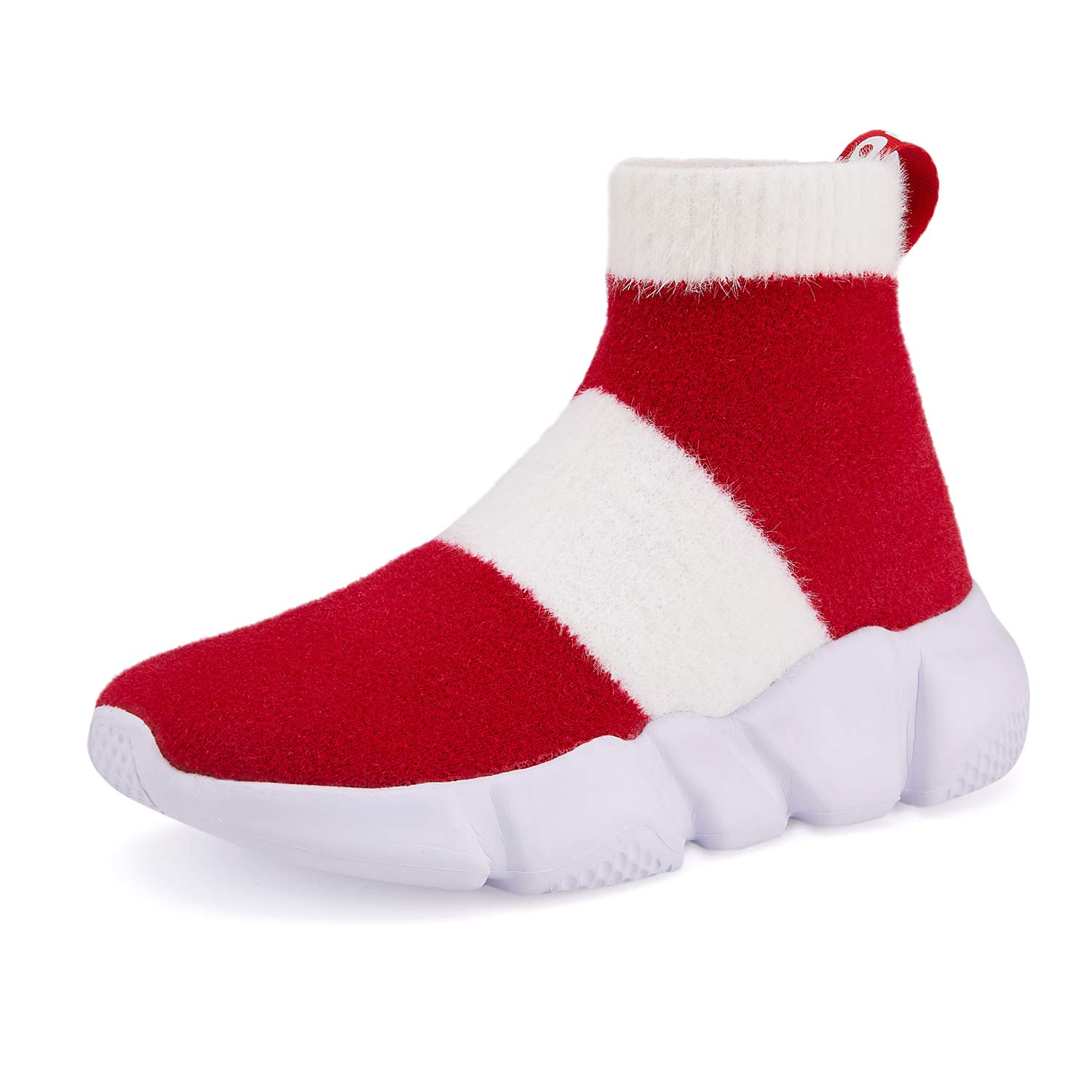 Casbeam Boys and Girls Breathable Lightweight Fashion Casual Sports Walking Shoes Running Sneakers High Top Red White Little Kid Size 12.5