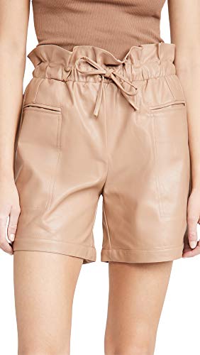 KENDALL + KYLIE Women's Vegan Leather Paperbag Shorts, Sand, Medium