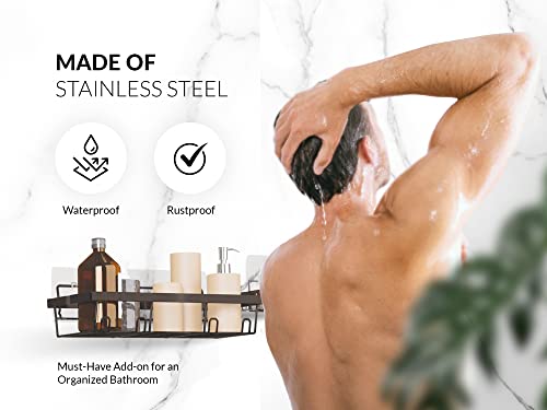 Bohemio Trends Shower Shelf - Premium Shower Caddy for Shower Organization - Adhesive Shower Rack - Stainless Steel Restroom Organizer - Pack of Two