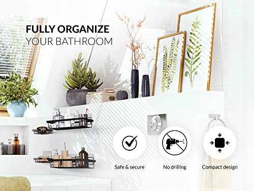 Bohemio Trends Shower Shelf - Premium Shower Caddy for Shower Organization - Adhesive Shower Rack - Stainless Steel Restroom Organizer - Pack of Two