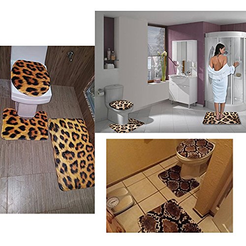 Apular Fashion 3 Piece Bath Rugs Set Boy Football Pattern Non Slip Ultra Soft Bathroom Accessories Mats, U Shape Mat and Toilet Lid Cover Mat Bath Mats