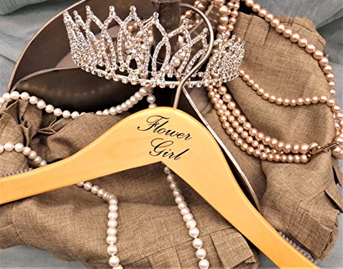 NAHANCO FG20014 Bridal Hanger, Natural Wood Hanger with Black Imprint (Flower Girl), 14β (1 Piece)