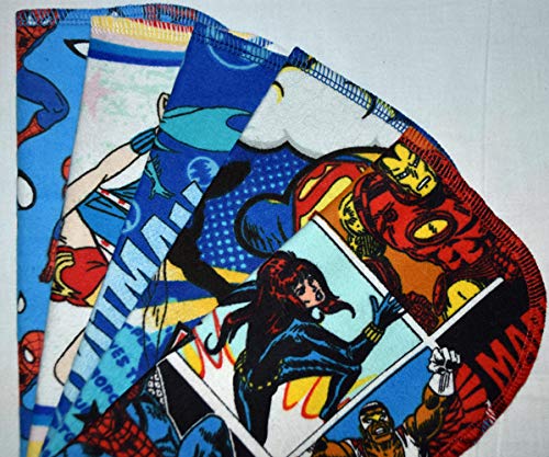 2 Ply Printed Flannel 8x8 Inches Little Wipes Set of 5 Favorite Superhero Characters