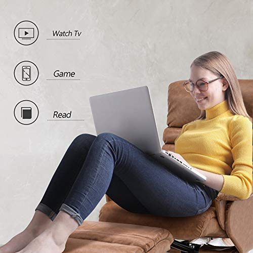 MCombo Recliner with Ottoman, Reclining Chair with Massage, 360 Swivel Living Room Chair Faux Leather, 7902 (Saddle)