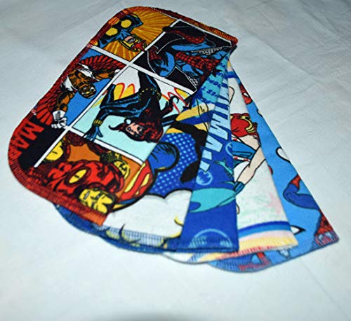 2 Ply Printed Flannel 8x8 Inches Little Wipes Set of 5 Favorite Superhero Characters