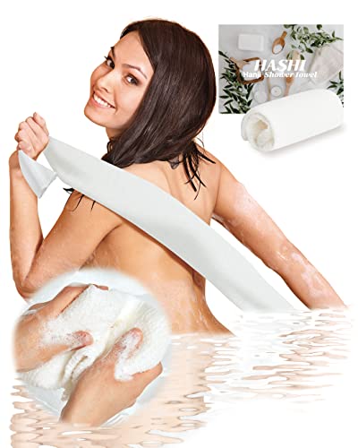 Korean Body Exfoliating Cloths, for Sensitive Skin, Remove Bad Smell Paper Fiber Wash Scrubber, ECO-Friendly Washcloth, Clean Shower Towels, Sponge, Loofah Scrub for Back, (11.4 x 38.2 Inches) HA SHI