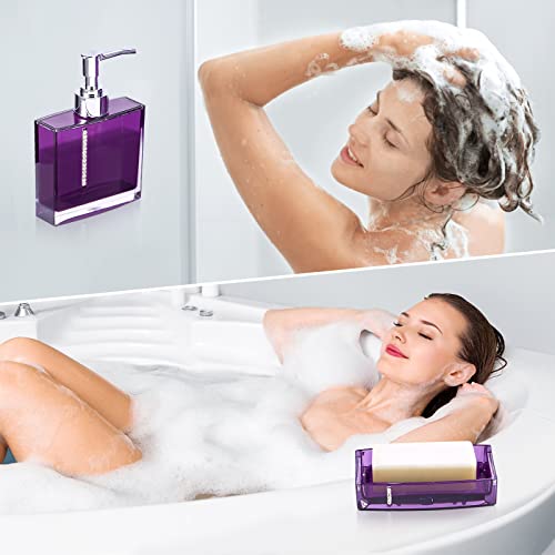 Zerodis 5pcs Purple Bathroom Accessory Set, Acrylic Bathroom Accessories Sets Bathroom Vanity Countertop Accessory Set for Home…