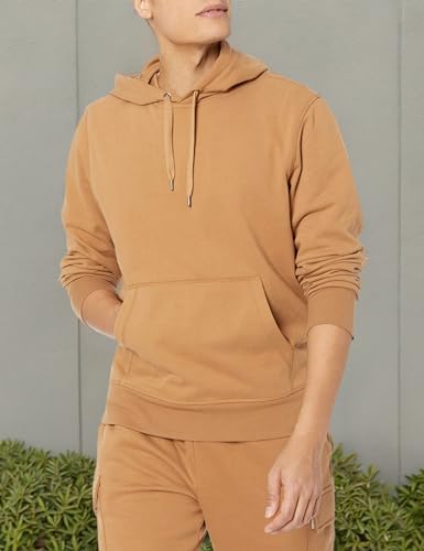 Amazon Essentials Men's Lightweight French Terry Hooded Sweatshirt, Tan, Medium