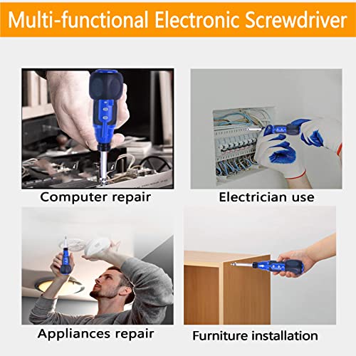 Terokota 3.6V Cordless Power Screwdriver, USB Rechargeable Electric Screwdriver with Philips, Flat, Hex, Star Bits, 1/4Socket Adapters, Magnetic Dual Heads Bit & LED Light