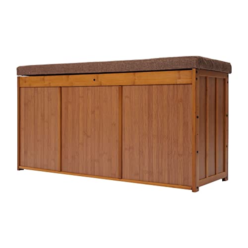 Wooden Shoe Rack for Entryway Bench with Storage Storage Shoe Shelf Rack Organizer for Shoes Wood Shoe Rack Home Strong and Sturdy Shoe Bench Storage Shelf (3-Tier 90cm/35.40in with Storage)