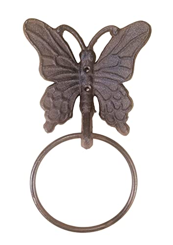 Carver's Olde Iron Lori's Rustic Brown Butterfly Bathroom Accessory Set 4 pc with Hardware