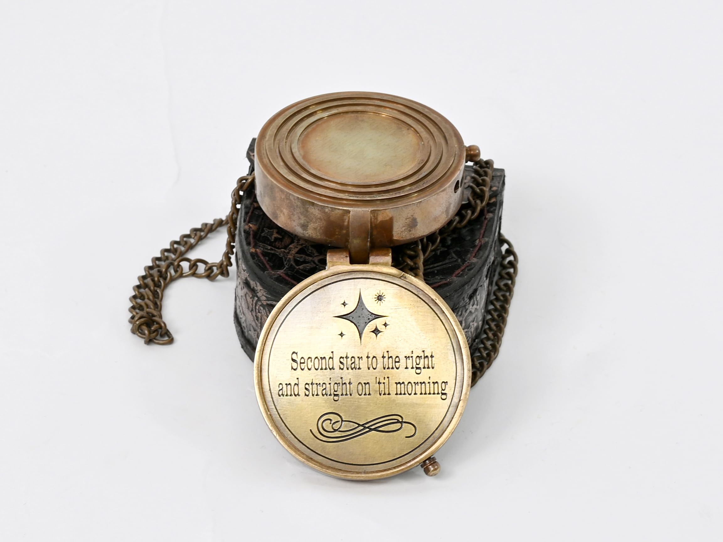 The New Antique Store - Engraved Compass, Customized Brass Compass for Anniversary, Birthday, Graduation Day, Confirmation, Valentine, Parting, Sailor Gift (Peter Pan)
