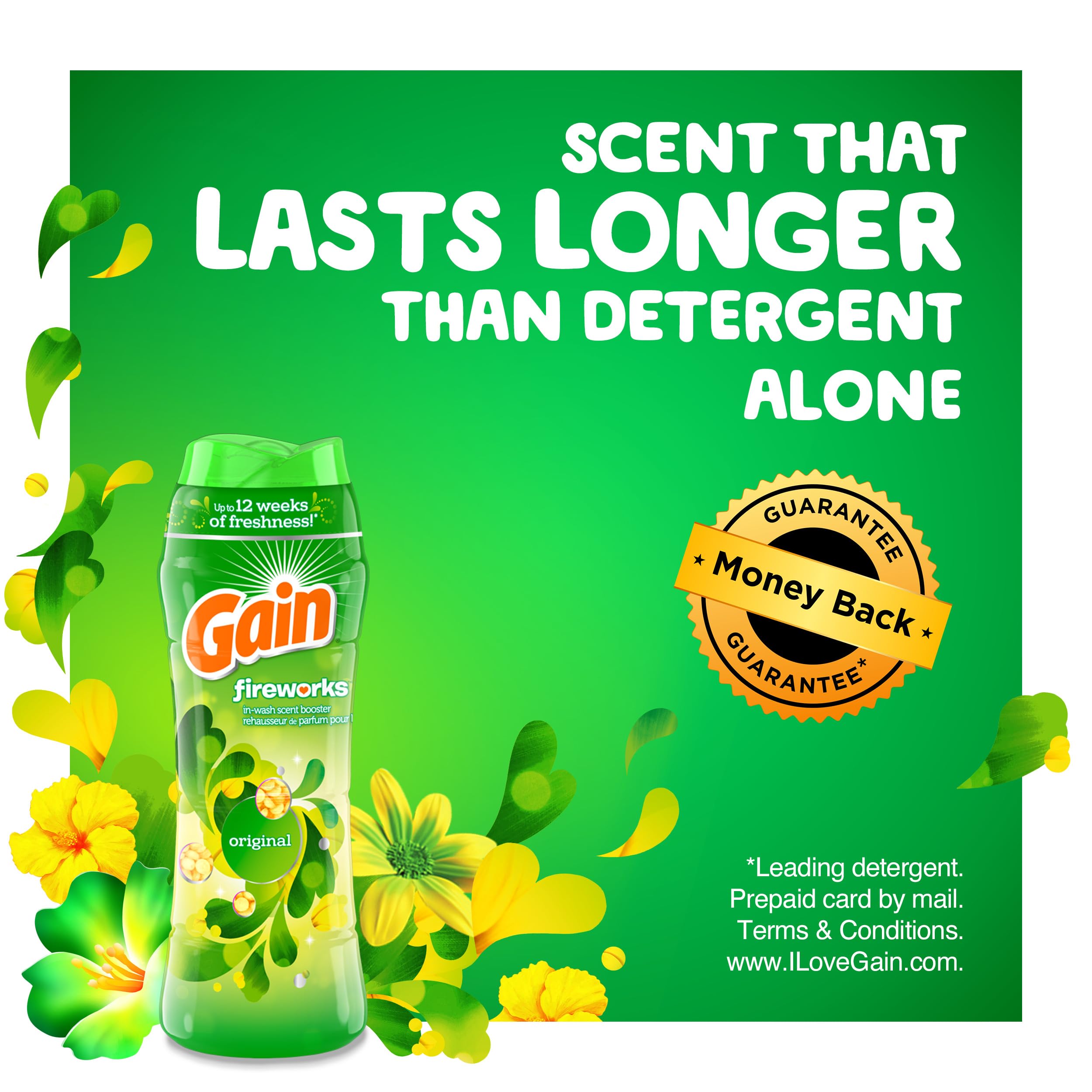 Gain Fireworks Laundry Scent Booster Beads for Washer, Original, 26.5 oz, Use with Fabric Softener