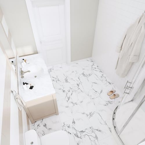 LUCiDA SURFACES Luxury Vinyl Flooring Tiles-Interlocking Flooring for DIY Installation-8 Stone-Look Planks-Calacatta-TerraCore-16 Sq. Feet, Box of 8 Tiles