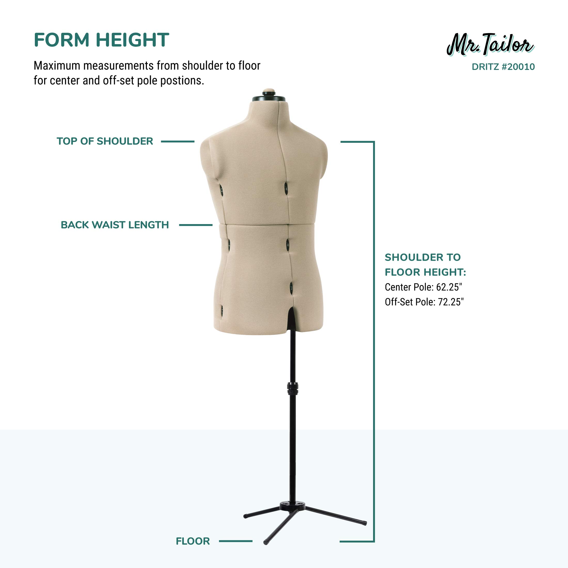 Dritz Mr. Tailor Adjustable Dress Form, Male, Black