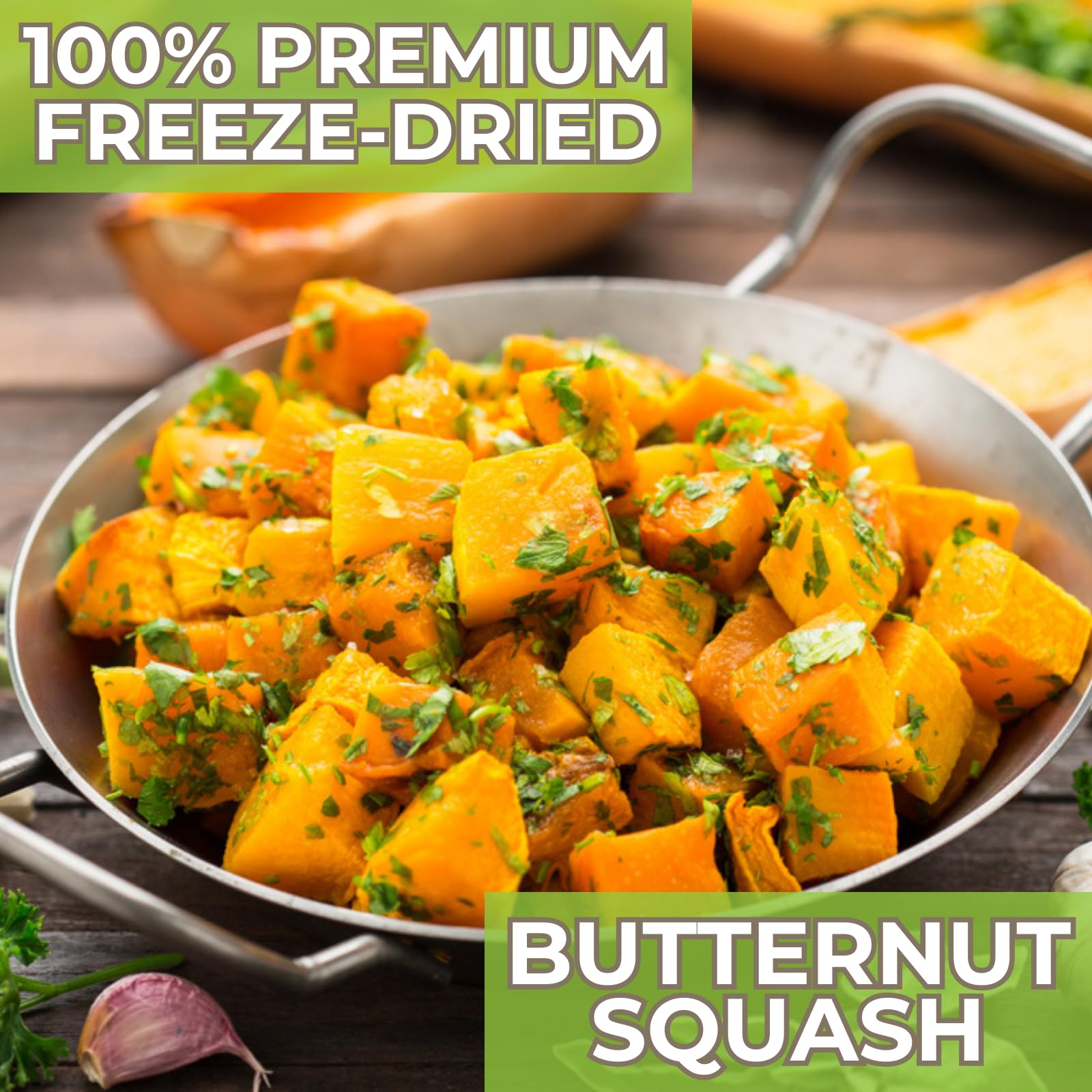Nutristore Freeze Dried Butternut Squash | Vegetables for Healthy Snack or Long Term Storage | Emergency Survival Canned Food Supply | Bulk #10 Can Veggies | 25 Year Shelf Life | 24 Servings