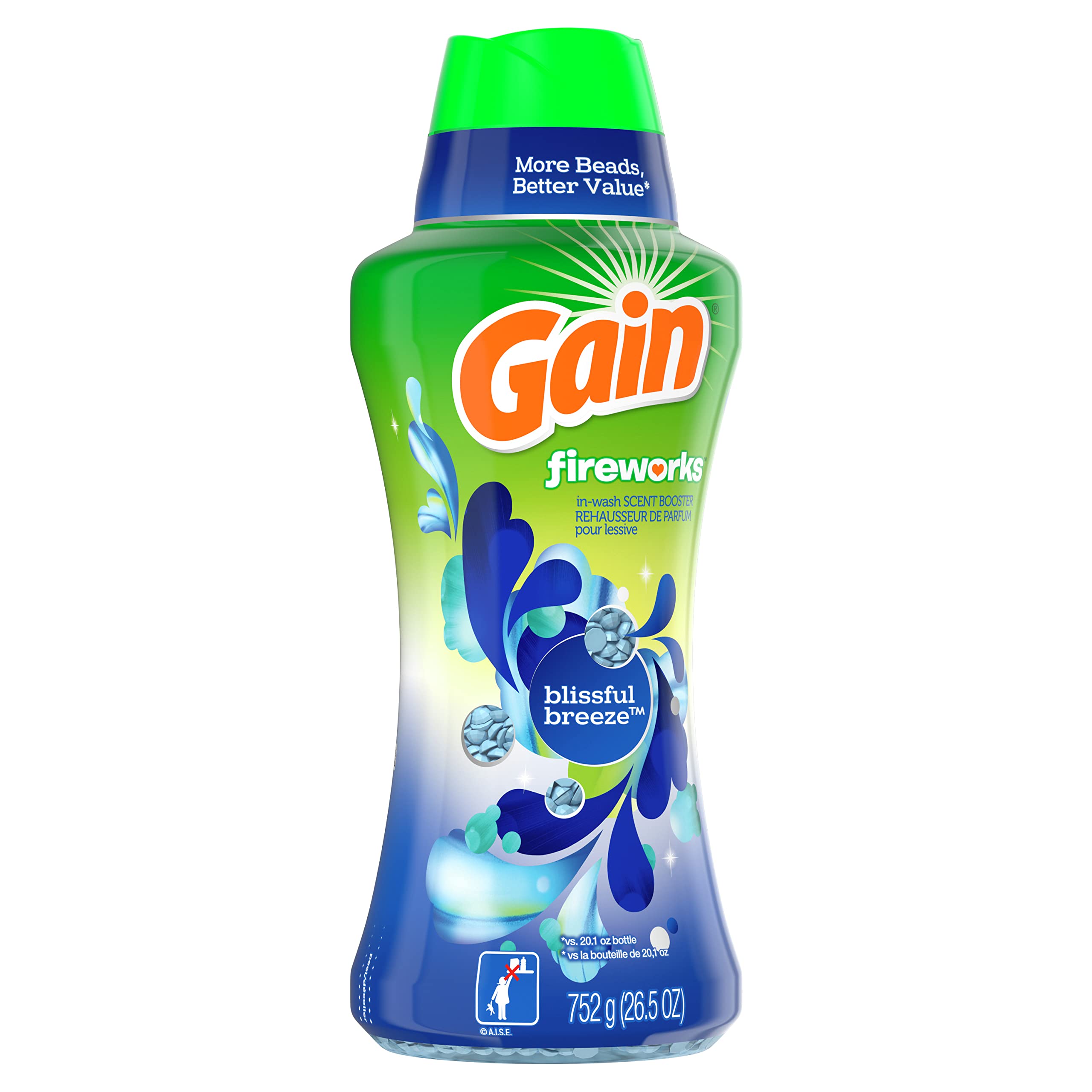 Gain Fireworks In-Wash Scent Booster Beads, Blissful Breeze, 26.5 oz