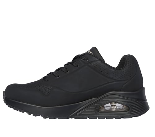 Skechers womens Skecher Street Women's Uno - Stand on Air Sneaker, Black/Black, 7.5 Wide US