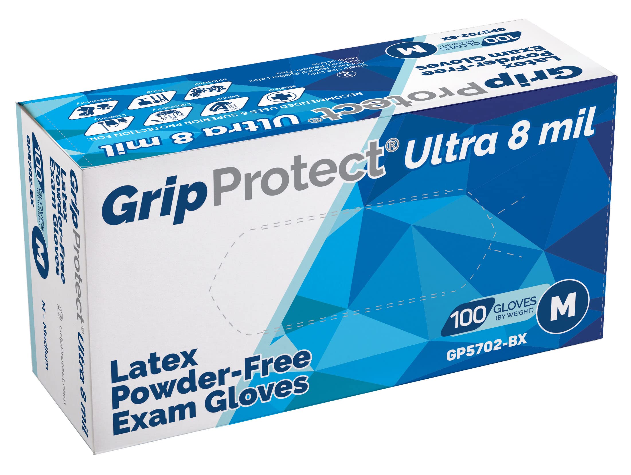 GripProtect Ultra 8 Mil Latex Exam Gloves, Heavy Duty, Medical, Automotive, Industrial, Janitorialt (Small 100)