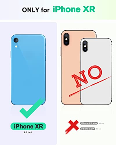 TUCCH Case Wallet for iPhone XR, Stand PU Leather Folio RFID Blocking Credit Card Slot [Wireless Charging] Flip Phone Cover TPU Shockproof Interior Case Compatible with iPhone XR 6.1, Midnight Green