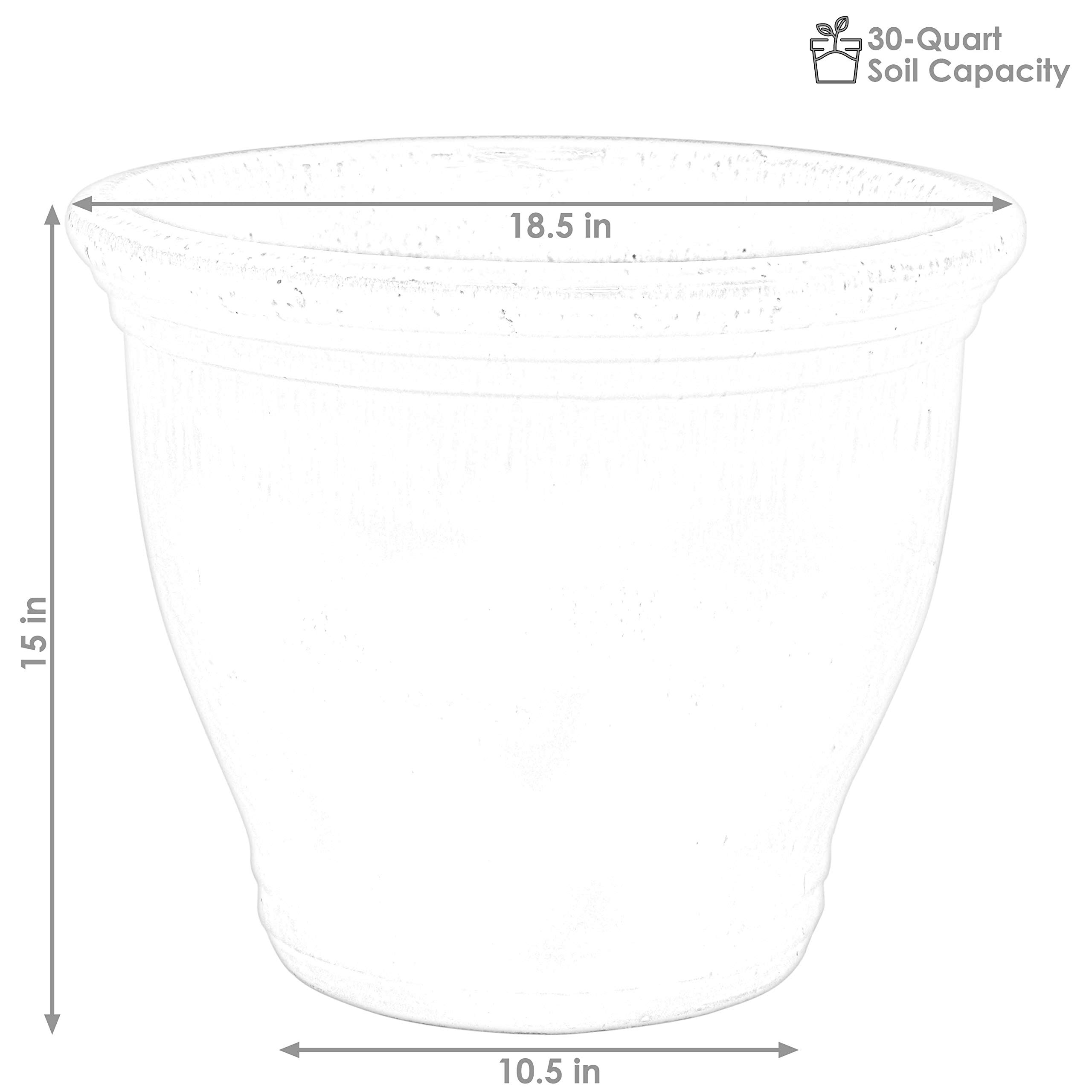 Sunnydaze Large Ceramic Planter - Indoor or Outdoor Plant Pot with Drainage Holes - Seafoam Glaze Finish - 18" - Studio