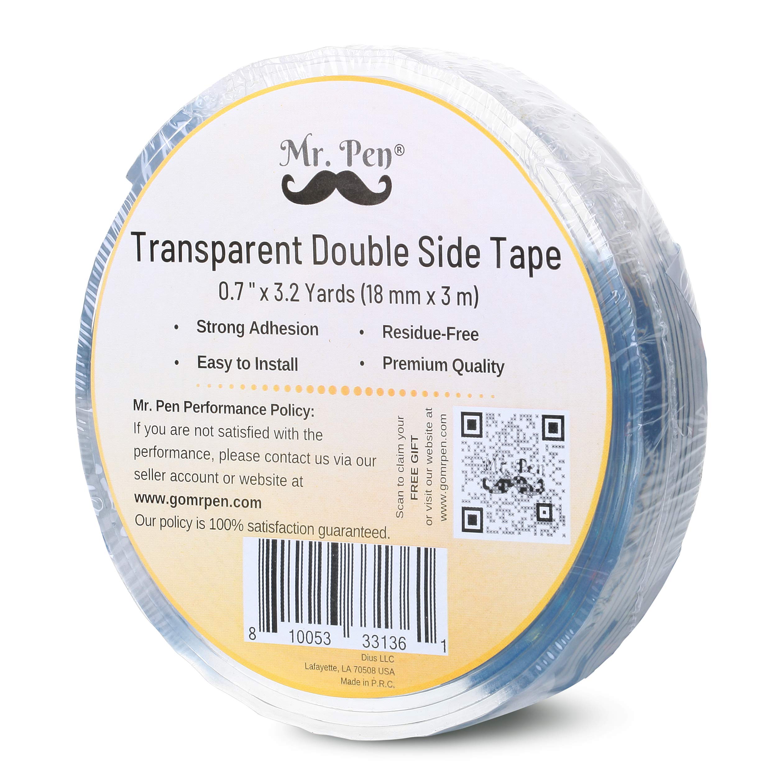 Mr. Pen- Double Sided Tape, 0.7 Inch, Transparent, Double Sided Tape for Walls, Double Sided Adhesive Tape, Mounting Tape, Adhesive Tape, Two Sided Tape, Double Stick Tape, Double Face Tape