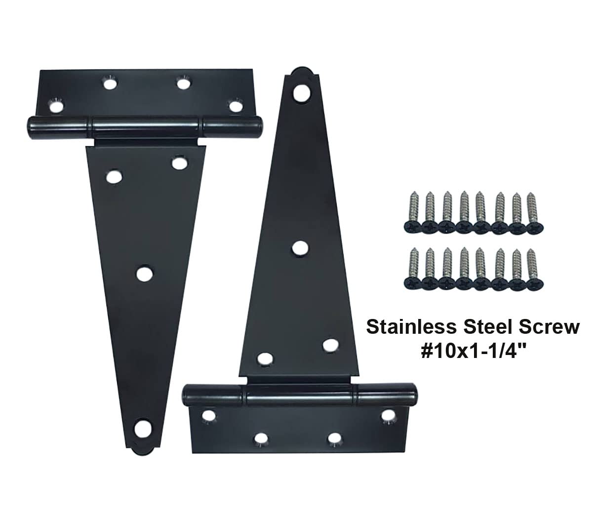 QCAA Stainless Steel Extra Heavy Tee Hinge, (2pack(8"), Black Coated)