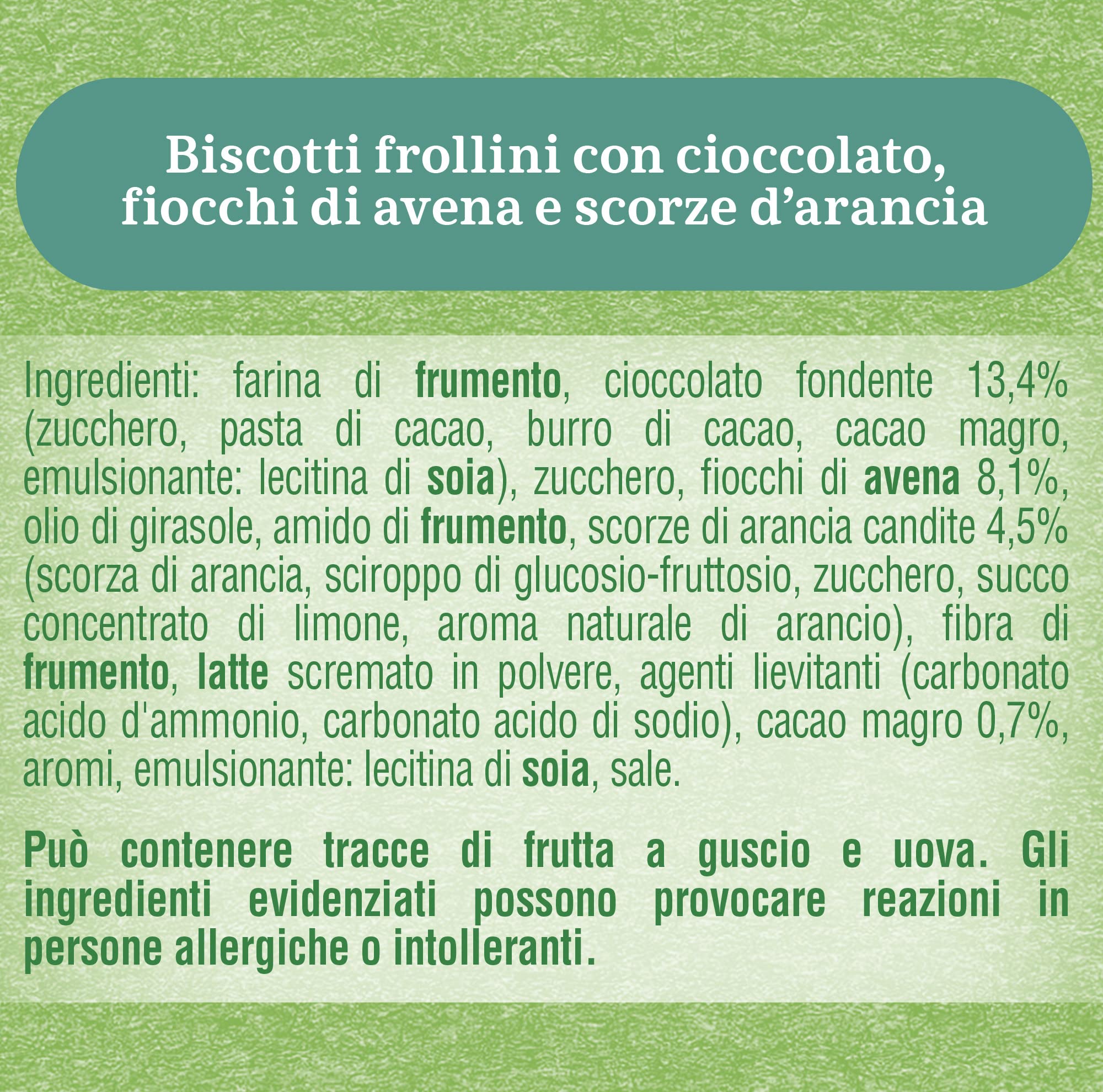 Mulino Bianco Cioccoavena Biscotti con Meno Grassi, Cioccolato Fondente, Fiocchi di Avena e Scorze d'Arancia, Confezione 220
