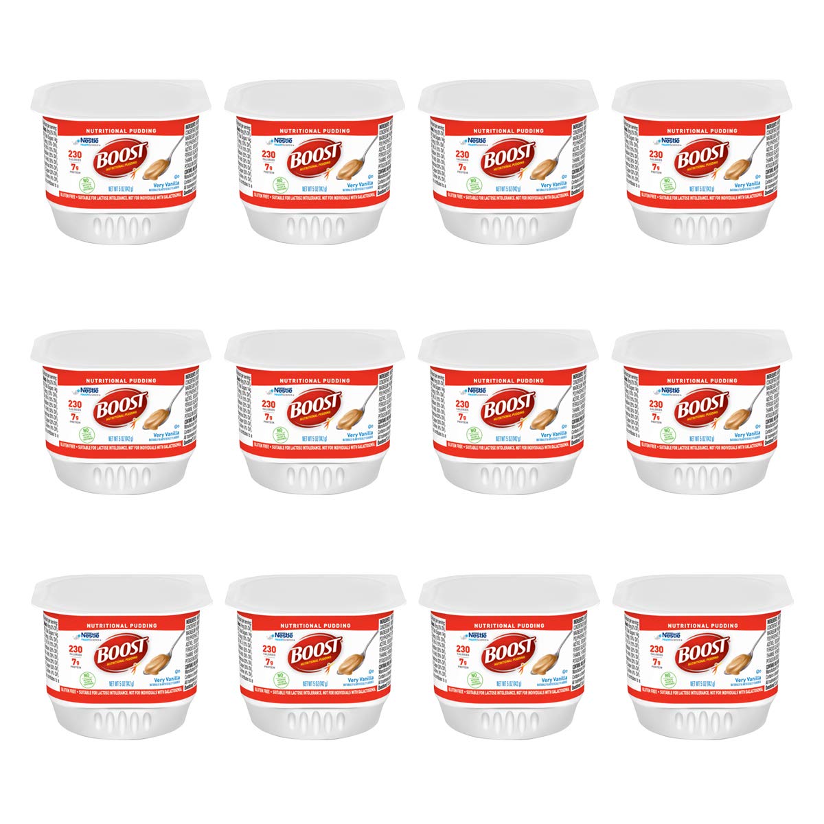 Boost Nutritional Pudding, Very Vanilla - No Artificial Colors or Sweeteners, Gluten Free - 5 OZ Cups (4 CT/Pack) (Pack of 3)
